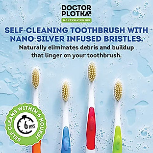 MOUTHWATCHERS Dr Plotkas Extra Soft Flossing Toothbrush Manual Soft Toothbrush for Adults | Ultra Clean Toothbrush | Good for Sensitive Teeth and Gums | Green, 2 Count