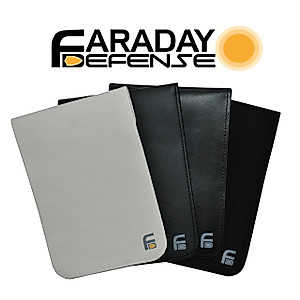 RFID Privacy Bag Black Genuine Leather X-Large Faraday Cage 4.5 x 6.5 Cell Phone, Hard Drive, Key Fob Protection Anti-Tracking Anti-Spying GPS RFID Signal Blocker Pouch Case