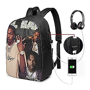 Qcosjeem Lil Rapper Singer Baby Backpack,unisex casual book bags,external usb interface,earphone cable interface,label.camping backpack suitable for office Funny usb Backpack