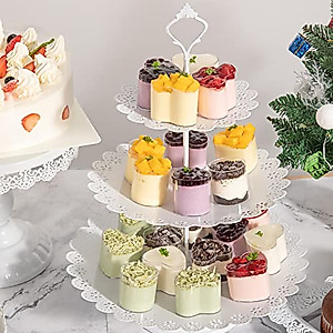 ALEDO White Cake Stand 5 Pcs, Dessert Table Display Set Metal Antique-inspired with Cake Pop Stand, Cupcake Tower, Treats Candy Station for Wedding Birthday Party Baby Shower Celebration Holiday Décor