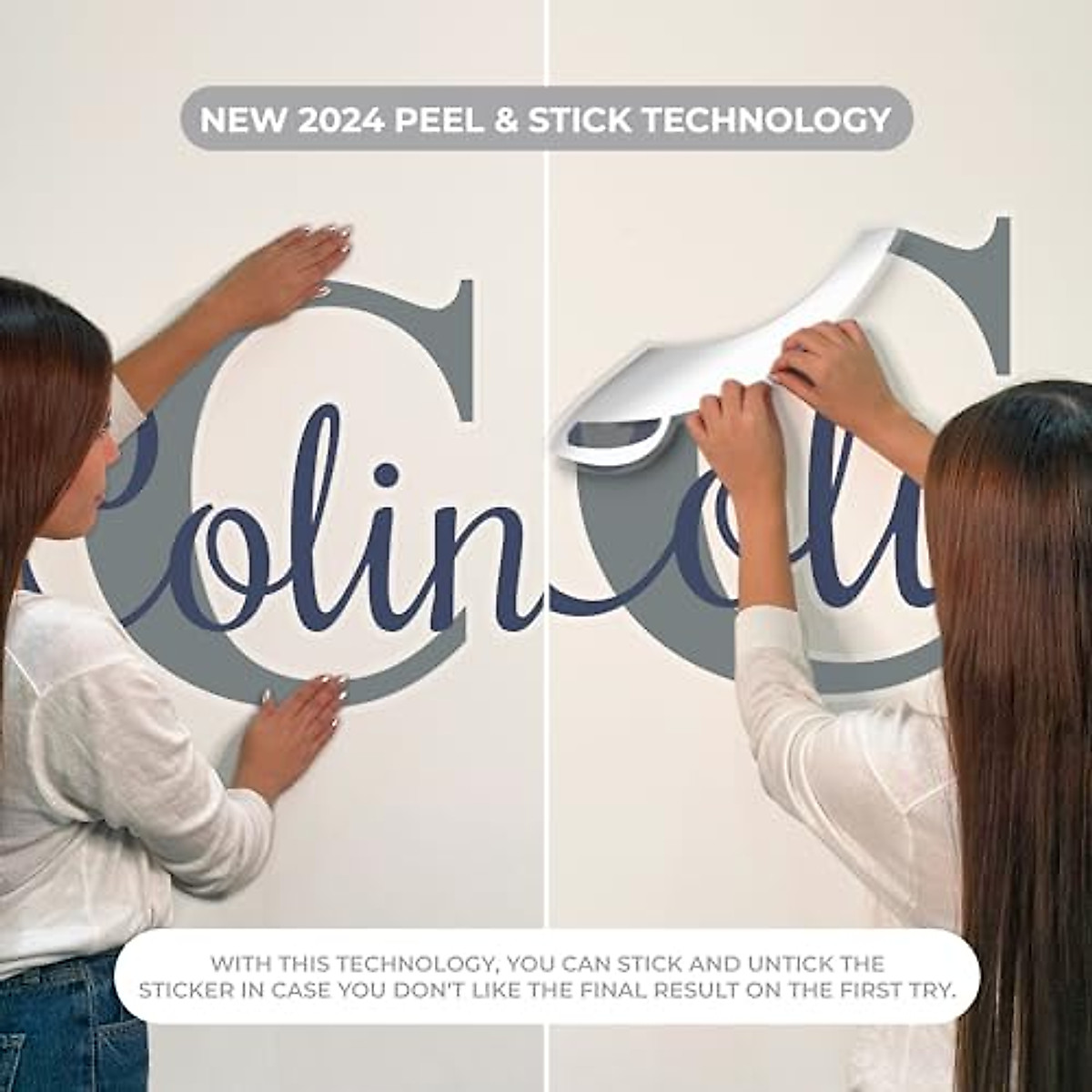 Personalized Name & Initial Vinyl Wall Decor I Nursery Wall Decal for Baby Boy & Girl Decoration I Stickers for Kids I Multiple Options for Customization (Wide 30" x 20" Height (Medium))