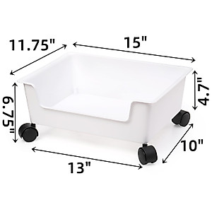 Noamus 3 Pack Under Bed Storage, Underbed Toys Storage Containers with Wheels, Plastic Bedroom Storage Organization, Under Bed Storage Bins Drawer For Clothes Blankets Shoes Books, White