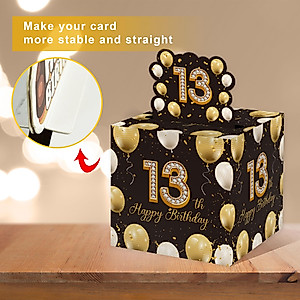 Azbuk Happy Birthday Money Gift Boxes for Cash, 13th Birthday Surprise Gift Box, 13th Birthday Gifts for Boys Girl, 13th Birthday Party Decorations Supplies（with 35PCS Bags）