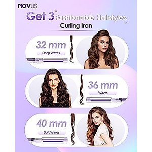 NOVUS 1.5 Inch Curling Wand, Adjustable Tightness Curling Iron, Negative Ions Hair Curler, Large Barrel Curling Iron, Dual Voltage Bionic Curling Iron, Curling Iron for Long Hair, Hair Curlers Iron