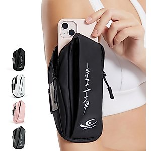 HiRui Universal Sports Armband Comfort Running Armband and Wristband Cell Phone Holder for Exercise Workout, Compatible with iPhone 15/14/Plus/Pro/13 Samsung Galaxy All Phones, Adjustable (Black)