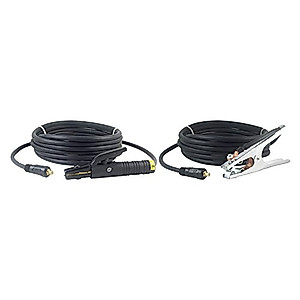 150 Amp Welding Leads Assembly Set - Dinse 10-25 Connector - #4 AWG Cable (15 FEET Each Lead)