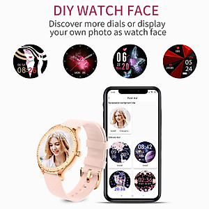 GADIXY Smart Watch for Women(Answer/Make Calls),Smartwatch for Android Phones iPhone,Fitness Tracker with Heart Rate,Sleep,Blood Oxygen Monitor (Pink)