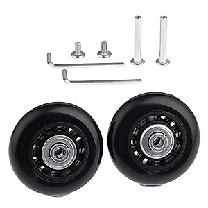 Mtsooning 2 Sets Luggage Wheel Replacement Kit, 60x17mm Rubber Swivel Caster Wheels, Suitcase Bearings Repair Wheels with Screws Axles Wrench Bearings,Inline Outdoor Skate Wheels