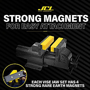JCL Soft Vise Jaws | 4 inch vice jaws (2 pack), including 1 set grooved and 1 set flat | Use on any Metal Bench Vise to safely clamp flat, round or irregular shapes objects