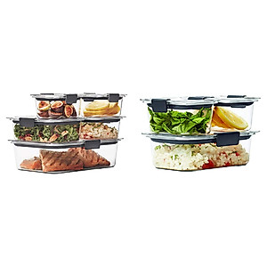 Rubbermaid Brilliance Leak-Proof Food Storage Containers Set (16 Pieces Total) | BPA-Free & Stain Resistant