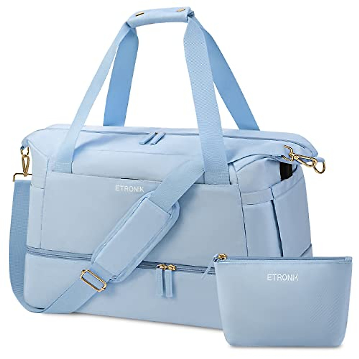 Weekender Bag for Women, Travel Bag with Shoe Compartment & USB Charging Port, Gym Bag with Wet Compartment, Overnight Duffel Bag Hospital Bag for Women Travel Sports Shopping School (Blue)