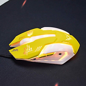 Gaming Mouse, Backlit Optical Game Mice Ergonomic USB Wired with 2400 DPI and 6 Buttons 4 Shooting for for PC& Mac E-Sports Gamers (Mercy)