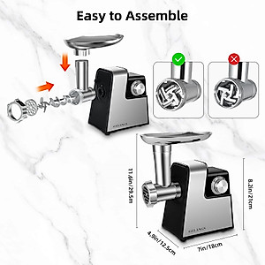 Electric Meat Grinder，350W(2800W Max) Sausage Stuffer Maker with Sausage Stuffer Tubes & Kubbe Kit，Food Grinder with Blade & 3 Plates For Home Kitchen Use