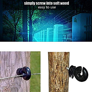 Sedmoon 100Pcs Electric Fence Insulator Screw-in Insulator Fence Ring Post Wood Post Insulator with Insulator Socket Tool (100)