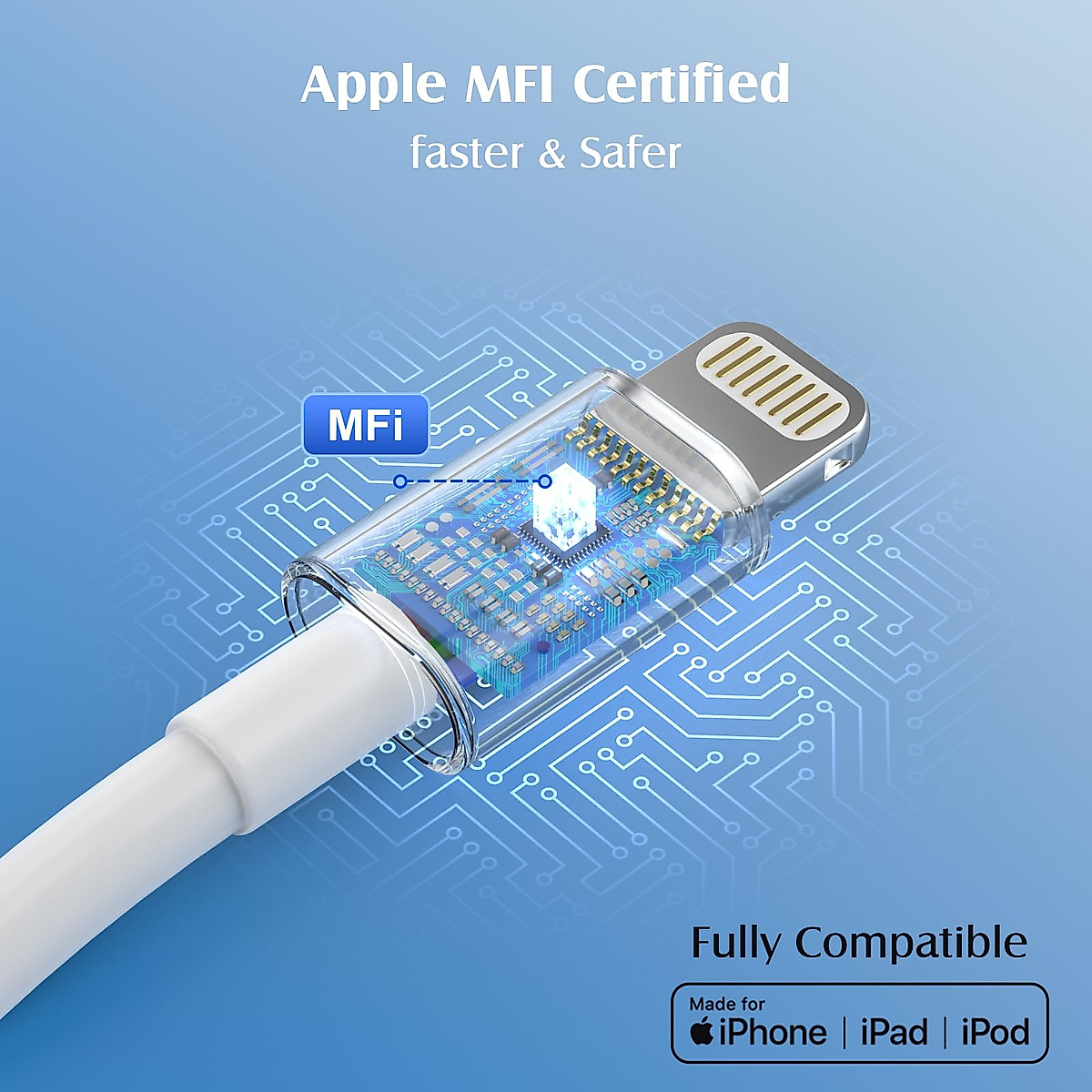 iPhone Charger[Apple MFi Certified] 6Pack（3/3/6/6/6/10 FT） Lightning Cable Power Fast Charging Cord Cable Compatible iPhone 14/13 /12/11 Pro MAX/XR/XS/8/7/Plus/6S/SE/iPad(White)…