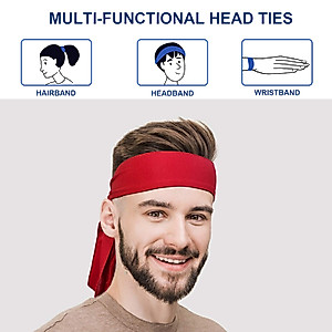 6 Pack Head Tie Headbands for Men,Athletic Sweatbands for Men Women(Multicolor)