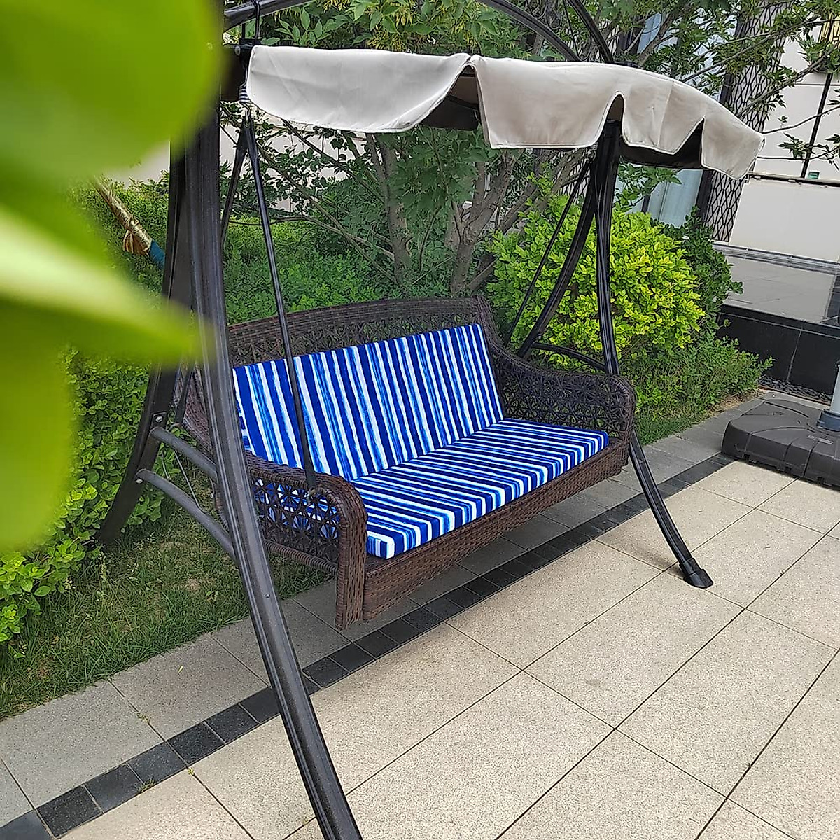 Bench seat cushion47 x17 Waterproof Garden Patio Outdoor Bench Cushions,Patio Bench/Settee Cushion/Swing Pads/Rocking Chair Cushion Thickened Sponge Filling Outdoor Chair Cushion for Patio Furniture…