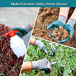 TOBEHIGHER Gardening Gloves - Gardening Gloves for Men and Women 6 Pair, Breathable Rubber Garden Gloves, Outdoor Protective Working Gloves for Raking, Weeding, Digging and Pruning