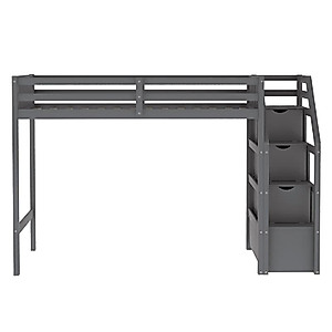 n/a Twin-Over-Twin L-Shaped Bunk Bed, Twin Loft Bed, Ladder with 3 Storage Grids, Easy to Assemble,for Bedroom