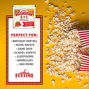 FunTime FT412 4-Ounce 3-in-1 Popcorn portion Movie Pouch Kit - 12pk
