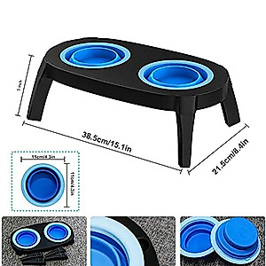 FUUIE Bowls for Food and Water Elevated Dog Bowl with Stand Foldable Detachable Leg Food Water Pet Feeder Dishes Dishwasher Safe (Color : Blue)