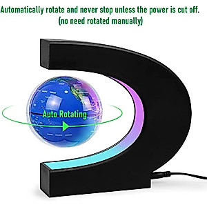 JOWHOL Magnetic Floating Globe with LED Lights, 24-Hours Auto-Rotating Levitating Globe, Perfect Cool Gift for Men, Kids, Home Office, Desk Decoration, Education Teaching Demo(Blue)