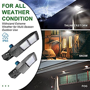 OSTEK 300W LED Parking Lot Lights LED Shoebox Street Pole Light with Dusk to Dawn Photocell, IP66 42000LM Commercial LED Area Road Lighting 5000K DLC UL