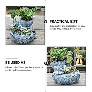Cabilock Desktop Adornment Flowerpot Mini Flower Bed Resin Mini Bonsai Flowerpot