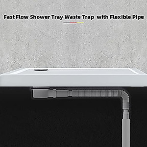 MUCOL 90 Degree Low Profile 1.5" Shower Drain Trap, 1.5" Side Outlet Drain Assembly for 1.5" Replacement Shower Base Drain, PVC Side Outlet Drain