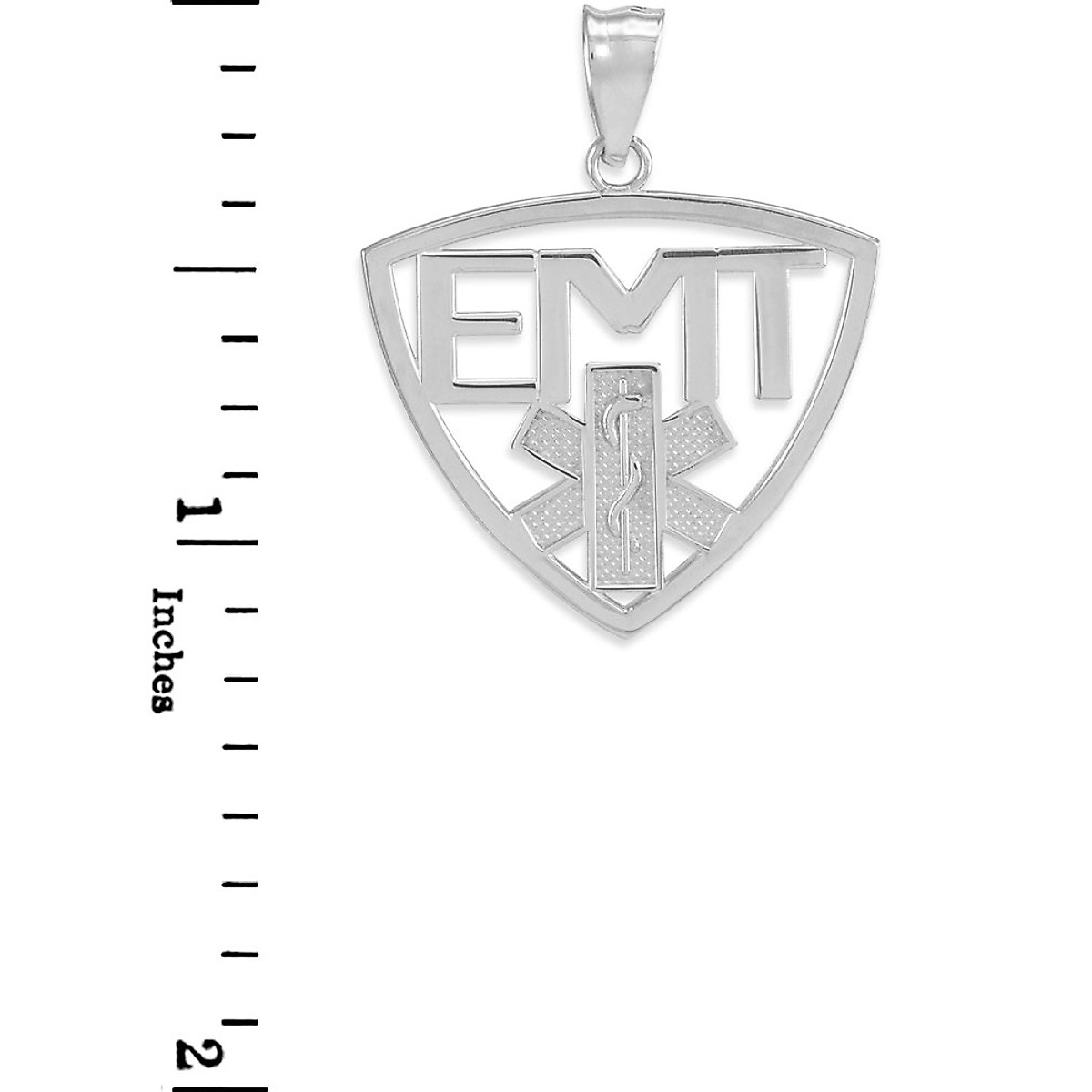 High Polish Sterling Silver Medic Star of Life Cut-out Charm EMT Pendant