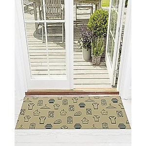KITHOME Front Door Mat Laundry Room Items Tile Pattern Brown Background Indoor Outdoor Entrance Doormat Washable Floor Mats for Front Door Bathroom Kitchen Runner Rugs 16x47 Inch