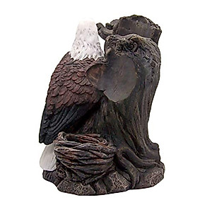Bald Eagle Statue Wine Bottle Holder with Two Wine Glasses, Kitchen Decor, 8.5 Inch
