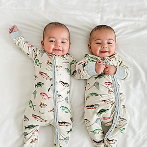 Lamuusaa Western Baby Girl Boy Clothes Long Sleeve Cow Print Romper Zipper Bodysuit Jumpsuit One Piece Fall Winter Outfit (Fish-White, 0-6 Months)