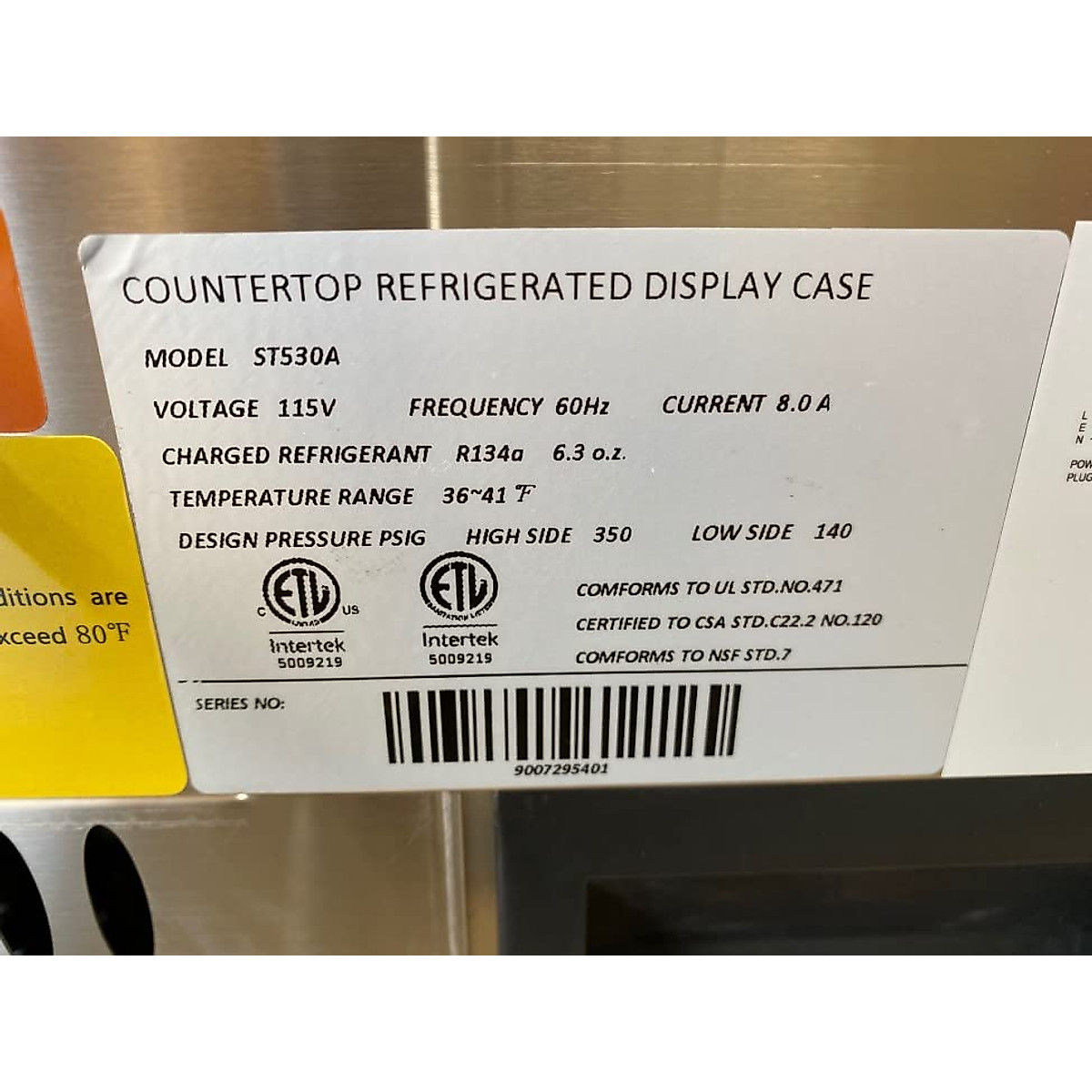 Bakery Display Cooler Case Counter top Desktop vertical Commercial refrigerator Pastry Deli 36" Glass NSF ETL UL-ST530A