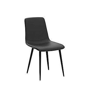 HeuGah Dining Chairs Set of 6, Black Kitchen & Dining Room Chairs, Modern Faux Leather Dining Room Chairs with Metal Legs and High Back (Black, Set of 6)