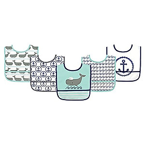 Hudson Baby Unisex Baby Waterproof PEVA Bibs, Whale, One Size