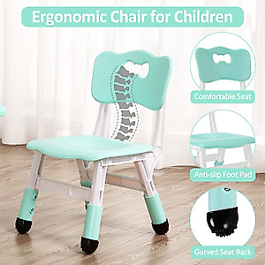 Kids Table and Chairs Set, Height Adjustable Desk with 4 Seats for Ages 2-10,Arts & Crafts Table,Graffiti Desktop, Non-Slip Legs, Max 300lbs, Children Multi-Activity Table for Classrooms,Daycares,Home