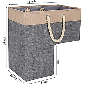 SAM AND MABEL Stair Basket for Stairs - Stair Baskets for Carpeted and Wooden Stairs, Collapsible Staircase Basket, Stair Step Basket Storage Organizer for Office and Home Decor (Soft Beige and Gray)