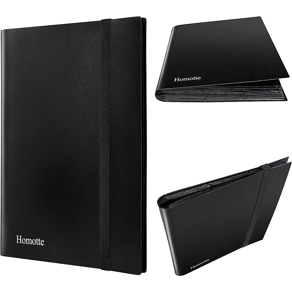 Homotte Trading Cards Binder, 9 Pocket Baseball Football Binder 360 Side Loading Trading Card Holder, Standard Size Card Organize Album for Sports TCG(BLACK)