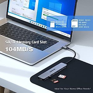 USB C Hub, 7 in 1 USB C Adapter with 4K HDMI, USB C 3.0, 2 USB 3.0 Ports, 100W PD, SD/TF Card Reader USB C Dock Compatible with Thunderbolt 3, MacBook Pro/Air, Windows and Type C Devices