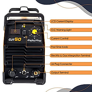Plasma Cutter, CUT50 Non-Touch Plasma Cutting Machine with LCD Display, Dual Voltage DC IGBT Plasma Cutters, Max Cutting Thickness 12mm (Iron)