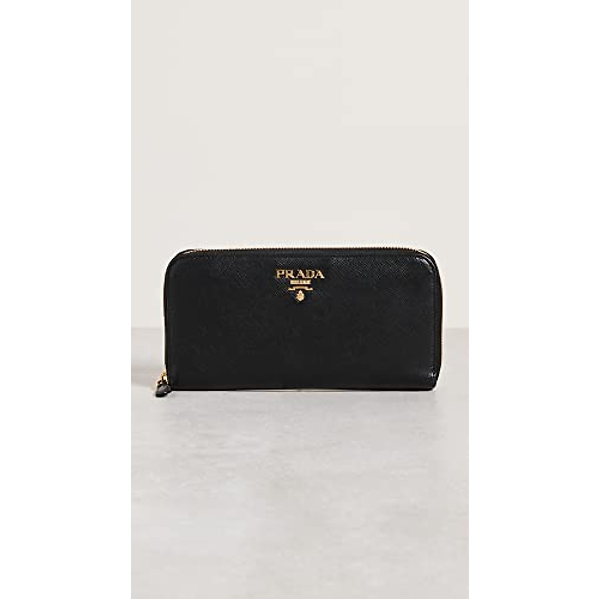 Prada Women's Pre-Loved Black Saffiano Zip Around Wallet, Black, One Size