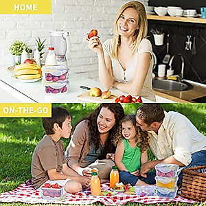 [4 PACK]6.1OZ Small Plastic Food Storage Container Set Portion Control Mini Bento Box Leaf-proof To-go Container with Lids