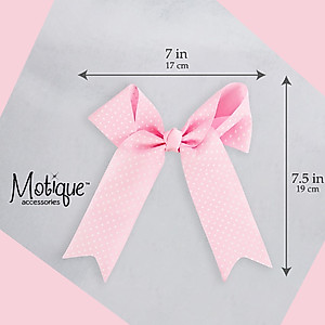 Jumbo Bow Clip with Tails Small Polka Dots Hairbow, 1 Piece (LIght Pink)
