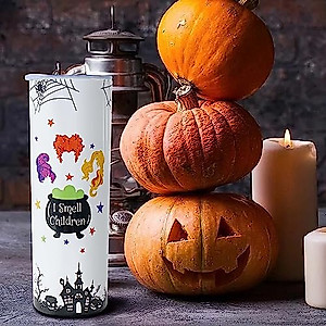 Yuzlin Witch Tumbler with Lid and Straw Halloween Coffee Travel Mugs Witch Stuff Merchandise Cups Halloween Skinny Tumbler Halloween Insulated Stainless Steel Tumbler 20OZ