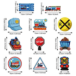 51 Pieces Train Birthday Party Supplies Decorations Transportation Hanging Swirls Steam Train Ceiling Decor for Railroad Traffic Sign Party I'm Two Party Baby Shower Favors Supplies
