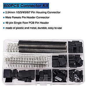 Taiss Dupont Crimping Tool Kit with 600PCS 2.54mm Dupont Connector Kit SN-28B Ratcheting Wire Crimper Plier,1/2/3/4/5/6/7 Pin Housing Dupont Connector Male Female Pin Header Crimp Terminal AWG28-18