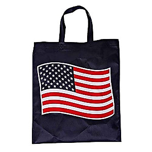 Bulk 24 Pack Patriotic Flag Reuseable Shopping Bag Tote Asst
