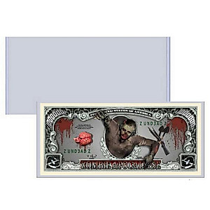 Set of 10 Zombie Apocalypse Novelty Million Dollar Bills with 1 Bonus Clear Protector & 1 Bonus Bill