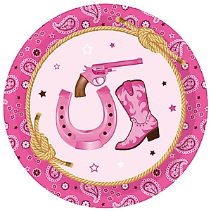 93 Pieces Western Cowgirl Birthday Party Decorations Pack- Serves 8 - Wild West Cowgirl Theme Birthday Party Supplies Includes Cowgirl Birthday Party Paper Plates Napkins Cups and Plastic Cutlery Set